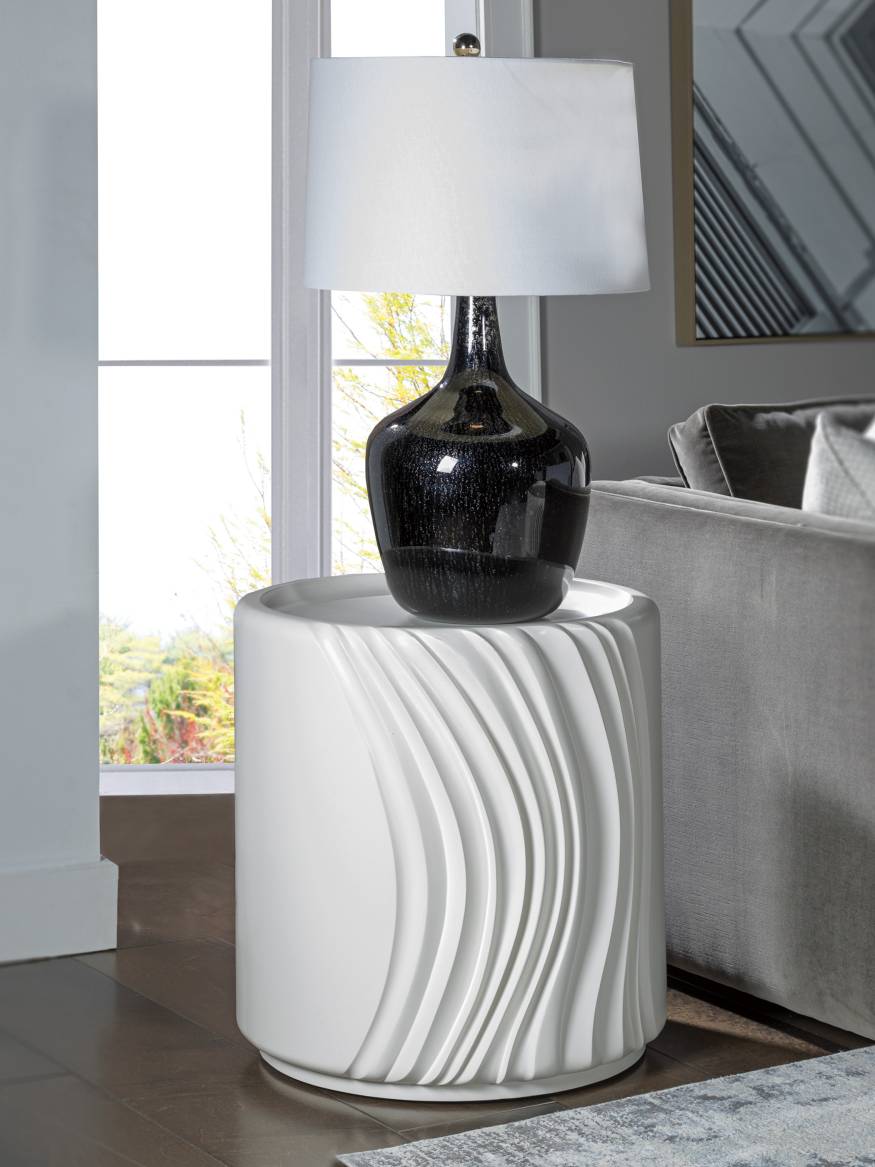 Ivory - 2315-953 | Volante Round Drum End Table | Signature Designs|